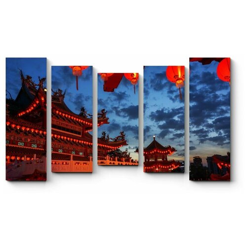 Модульная картина Храм Тянь Хоу в сумерках130x78