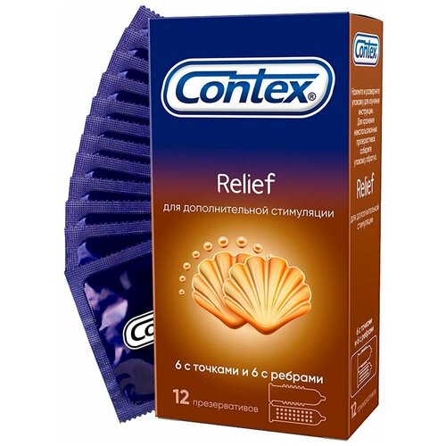 Презервативы Relief с ребрами и точками 12шт