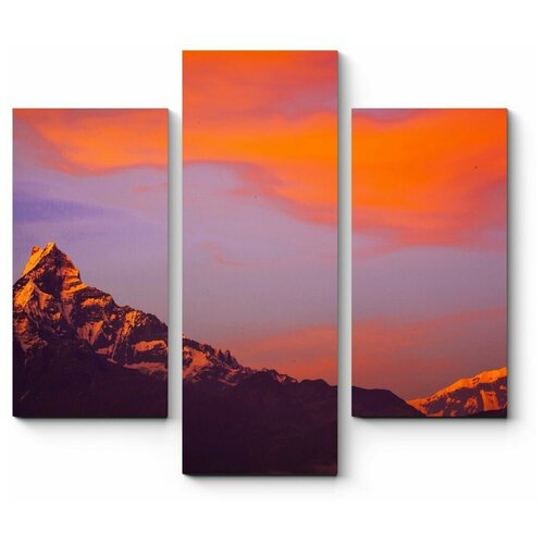 Модульная картина Оранжевый закат над гималайскими горами 110x99