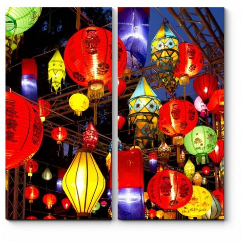 Модульная картина Волшебный свет китайских фонариков, Гонконг 80x80