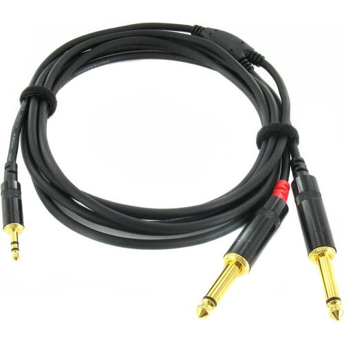 Cordial CFY 1,5 WPP кабель Y-адаптер джек стерео 3,5 мм/2xмоно-джек 6,3 мм M, 1,5 м, черный