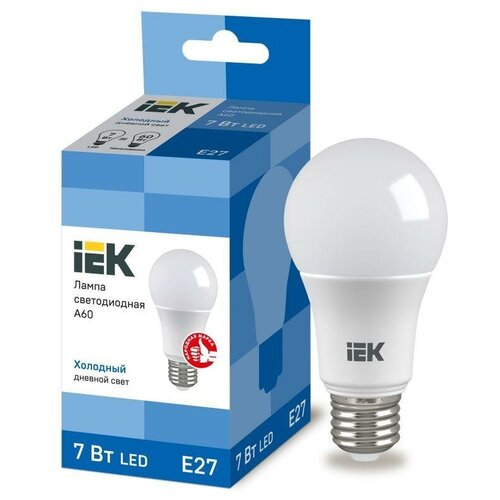 Лампа светодиодная ECO A60 7Вт грушевидная 230В 6500К E27 | код LLE-A60-7-230-65-E27 | IEK (70шт. в упак.)