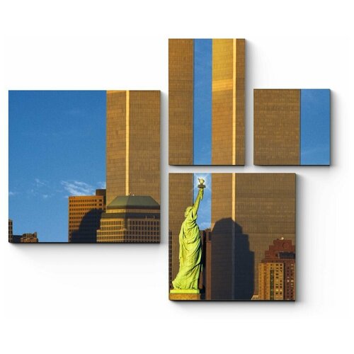 Модульная картина Всемирный торговый центр за Статуей Свободы112x93