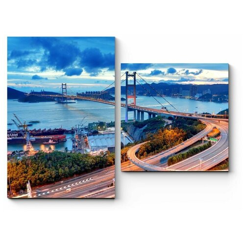 Модульная картина Великолепный вид на знаменитый мост Гонконга 60x45