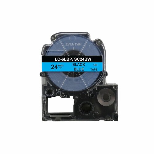 Картридж BYZ LC-6LBP / SC24BW с самоклеящейся термолентой для принтеров Epson, 24 мм, 8 м, черный на голубом
