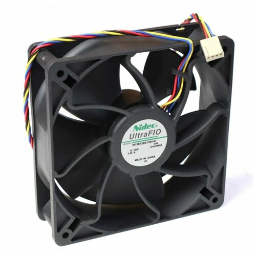 Кулер (вентилятор) NIDEC UltraFlo (W12E12BS11B5-07) 12V, 1.65A, 120x120x38 мм, 4 pin (пин), 6500 оборотов, для Корпуса, GPU, Asic. Комплект - 1 шт.