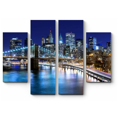 Модульная картина Ночной Нью-Йорк прекрасен 80x60