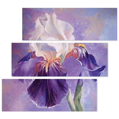 Модульная картина на холсте "Фиолетовый ирис" 90x96 см