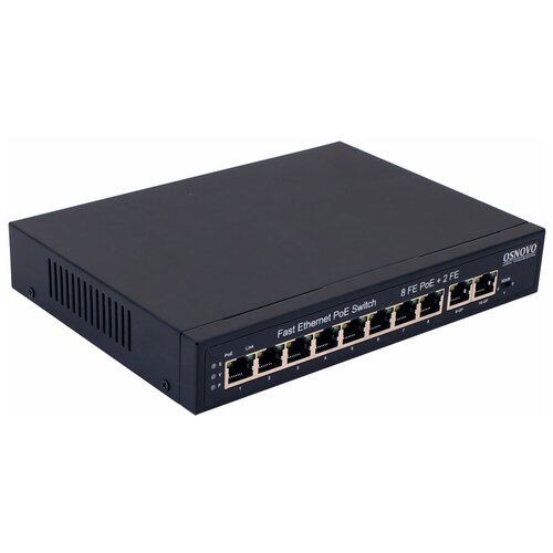 OSNOVO Коммутатор OSNOVO PoE коммутатор, 8 x FE с поддержкой PoE (IEEE 802.3af/at), 2 x FE, до 30W на порт, суммарно до 120W