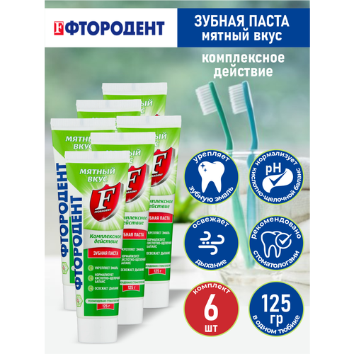 Зубная паста Фтородент Мятный вкус 125 гр. х 6 шт.