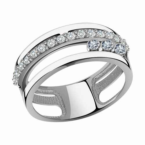 Кольцо Diamant online, белое золото, 585 проба, фианит, размер 17, бесцветный