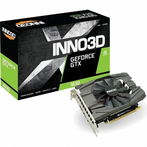 Видеокарта Inno3D GeForce GTX1630 COMPACT, 4G GDDR6 64bit HDMI 2xDP N16301-04D6-1177VA19
