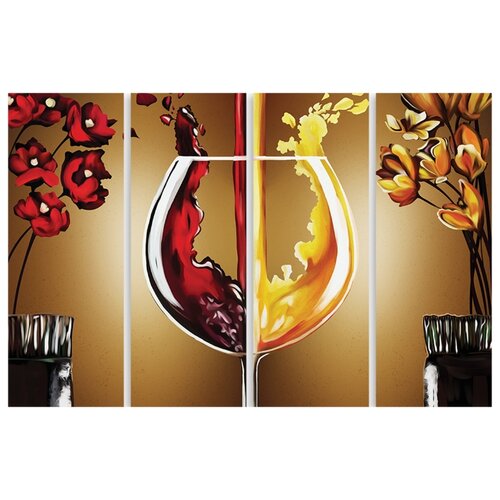 Модульная картина на холсте "Красное и белое вино" 120x82 см