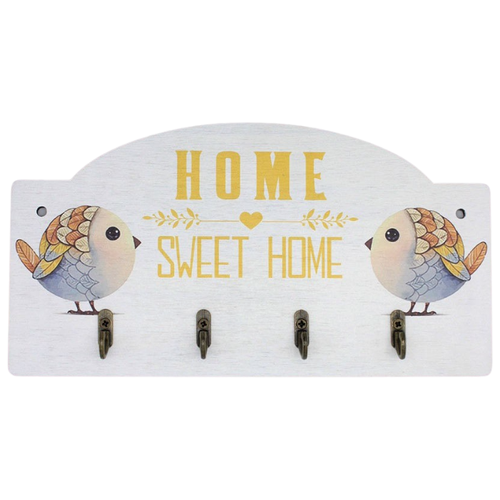 Ключница настенная для дома Riform "Птички: Home sweet home", 4 крючка, 265х140х6мм