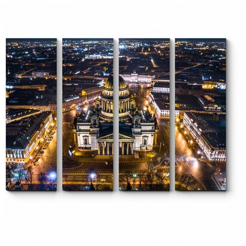 Модульная картина Пролетая над ночным Санкт-Петербургом 70x53