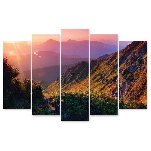Модульная картина на холсте "Рассвет в горах" 120x80 см