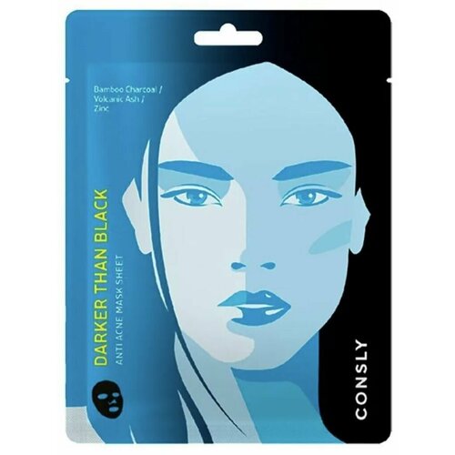 Маска тканевая для проблемной кожи Darker than Black Anti Acne Mask Sheet, 25мл, CONSLY, 8809446655469