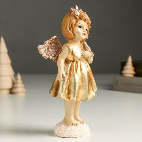 Сувенир полистоун "Девочка-ангел в золотом платье" 5,5х11,5х18 см