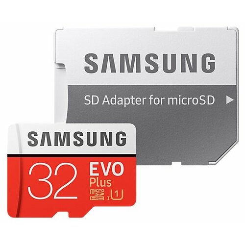 Карта памяти Samsung microSDHC 32 ГБ Class 10, UHS-I U1, R/W 80/20 МБ/с, адаптер на SD