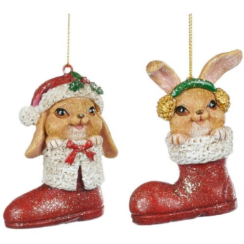 Goodwill Набор елочных игрушек Кролики Милка и Лейна 8 см, 2 шт, подвеска *