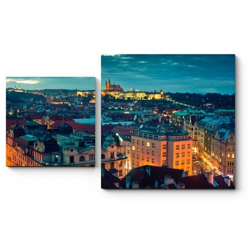 Модульная картина Панорама ночной Праги 50x30