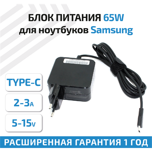 Зарядное устройство (блок питания/зарядка) Amperin AI-SA30C для ноутбука Samsung 15В/2А, 9В/3А, 5В/3А, 30Вт, USB Type-C