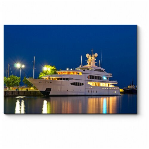 Модульная картина Красавица-яхта в ночном порту 30x20