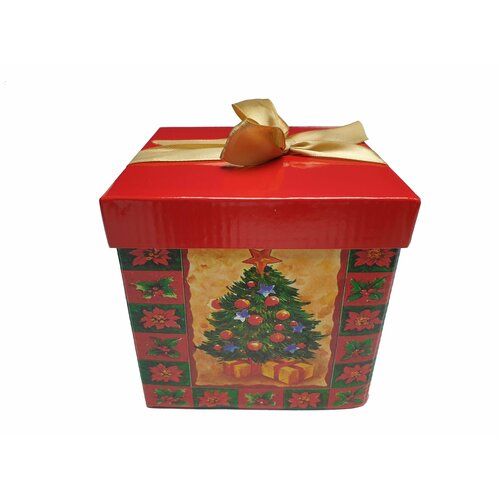Коробка подарочная складная, Размер: 12х12х12 красный, с тесьмой в виде банта.