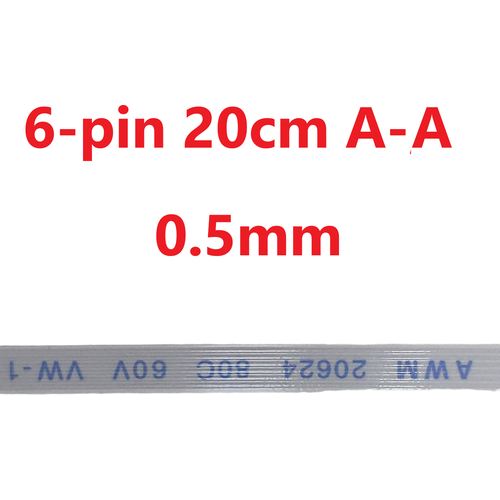Шлейф FFC 6-pin Шаг 0.5mm Длина 20cm Прямой A-А AWM 20624 80C 60V VW-1