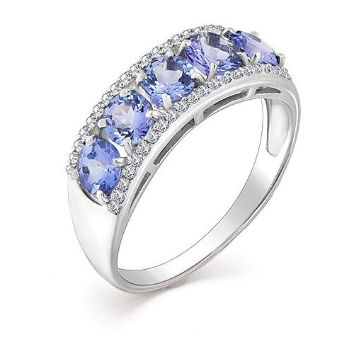 Кольцо Diamant online, белое золото, 585 проба, бриллиант, танзанит, размер 16.5