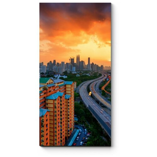 Модульная картина Пылающий закат над Куала-Лумпур20x40