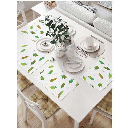 Салфетки на стол для сервировки прямоугольные, плейсмат JoyArty "Осенние листья дуба", 32x46 см, в комплекте 4шт.