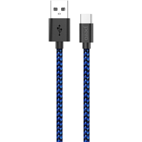 Кабель USB PERO DC-04 Type-C, 3А, 2м, Blue-black (Fast Charge)