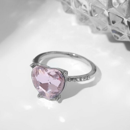 Кольцо Queen Fair, стекло, размер 17, розовый
