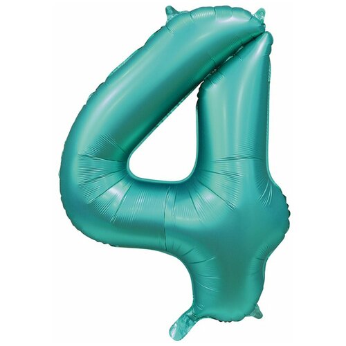 Воздушный шар фольгированный Riota Цифра 4, голубая/бирюзовая, 101 см