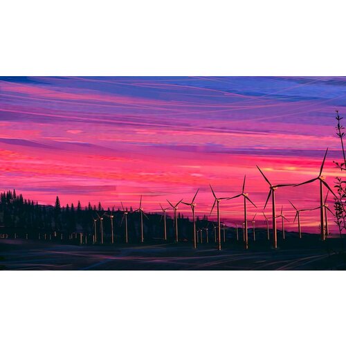 Картина на холсте 60x110 Альянс Лес "Ветряная мельница пейзажи" на подрамнике / интерьер/ декор