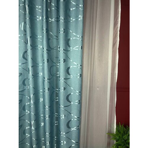 AMIR GROUP Комплект готовых блэкаут штор из рогожки с узорами, размер 550x230 см