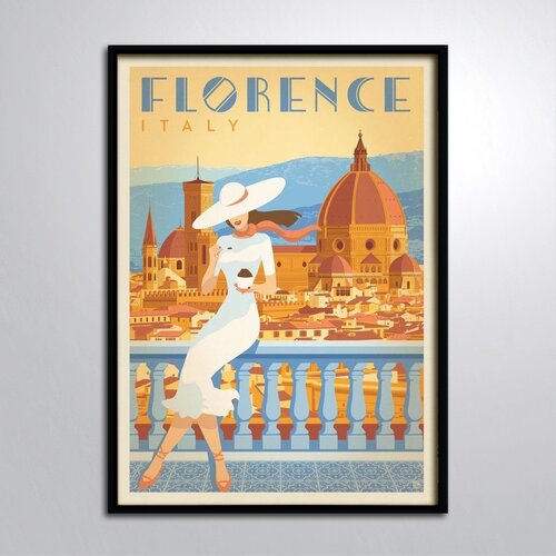 Постер в раме/Постер для интерьера/Винтажный плакат Флоренция Италия Florence Italy