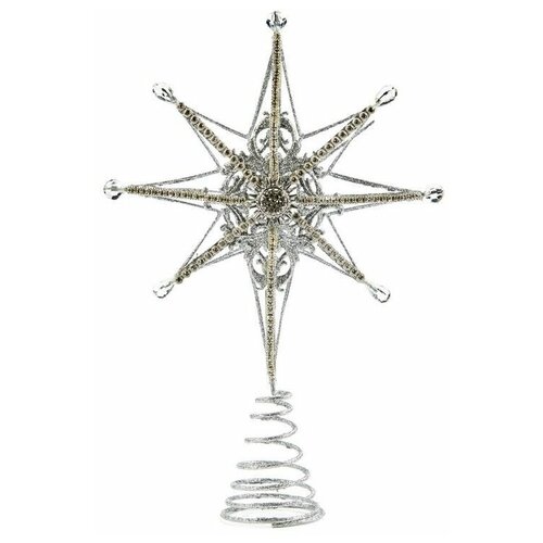 Ёлочная верхушка звезда мирэйл, серебряная, 35 см, Goodwill MO 92124