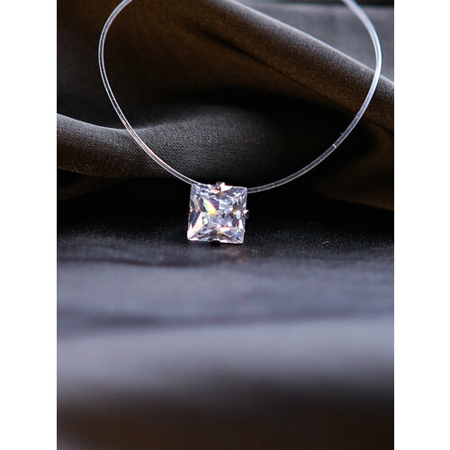Чокер, кристалл, искусственный камень, фианит, длина 35 см, серебряный, голубой