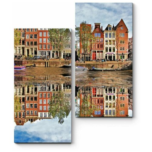 Модульная картина Зеркальная гладь канала, Амстердам 100x125
