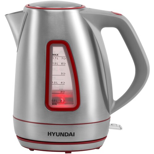 Чайник Hyundai HYK-S3601 1.7л. 2000Вт серебристый/красный (нержавеющая сталь)