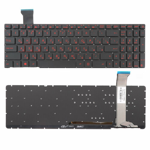 Клавиатура для ноутбука Asus GL552JX черная с подсветкой, шлейф 14 см