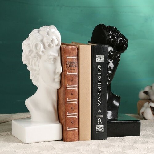 Хорошие сувениры Подставка для книг "Бюст Давида" набор, черно-белый, 25см