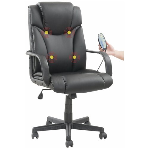 Кресло руководителя компьютерное рабочее офисное / для дома Brabix Relax Ms-001, 4 массажных модуля, экокожа, черное, 532519