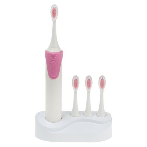 Электрическая зубная щётка Luazon LP-009, вибрационная, 8500 дв/мин, 4 насадки, 2хАА, розовая