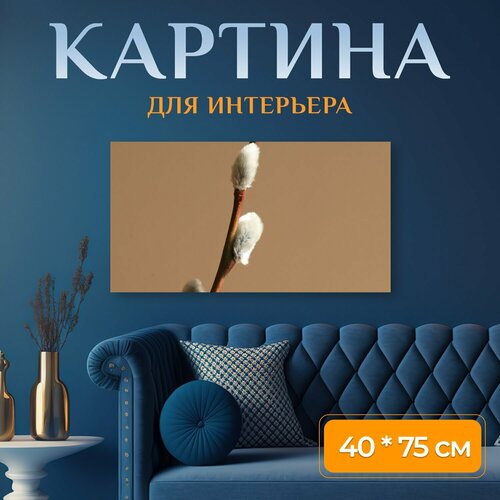 Картина на холсте "Весна, основание, кошечки" на подрамнике 75х40 см. для интерьера