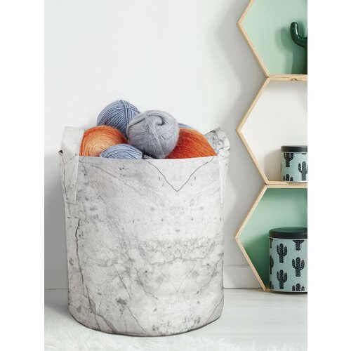 Текстильная корзина для вещей, мешок горшок для рассады и цветов, из войлока гроубэг JoyArty "Мраморная стена" 19 л