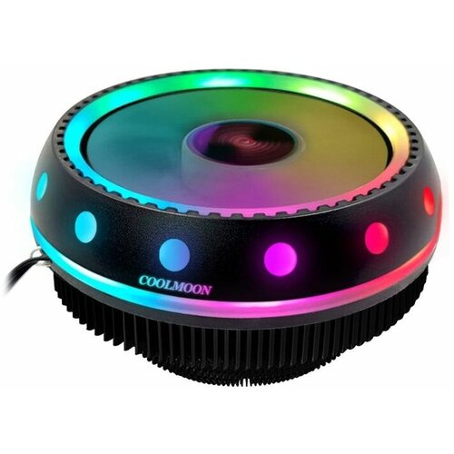 Кулер для процессора Coolmoon UFO (Intel/AMD, 100 Вт, 90 мм, RGB)