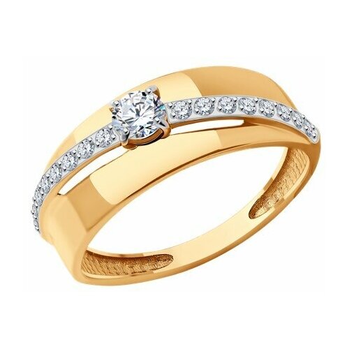 Кольцо Diamant online, золото, 585 проба, фианит, размер 17.5